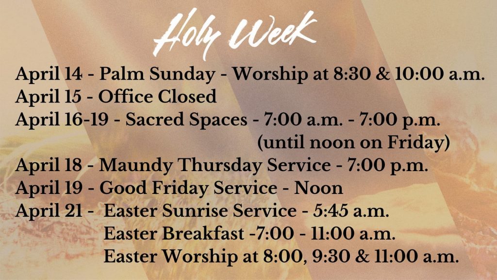 Holy Week Schedule 2019 - Brewster Baptist Church